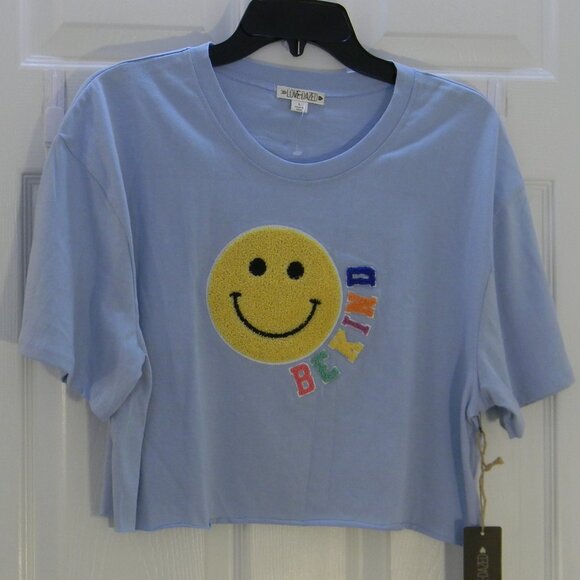 Love Dazed | Tops | Love Dazed Blue Tee Be Kind Smiley Face Emoji ...